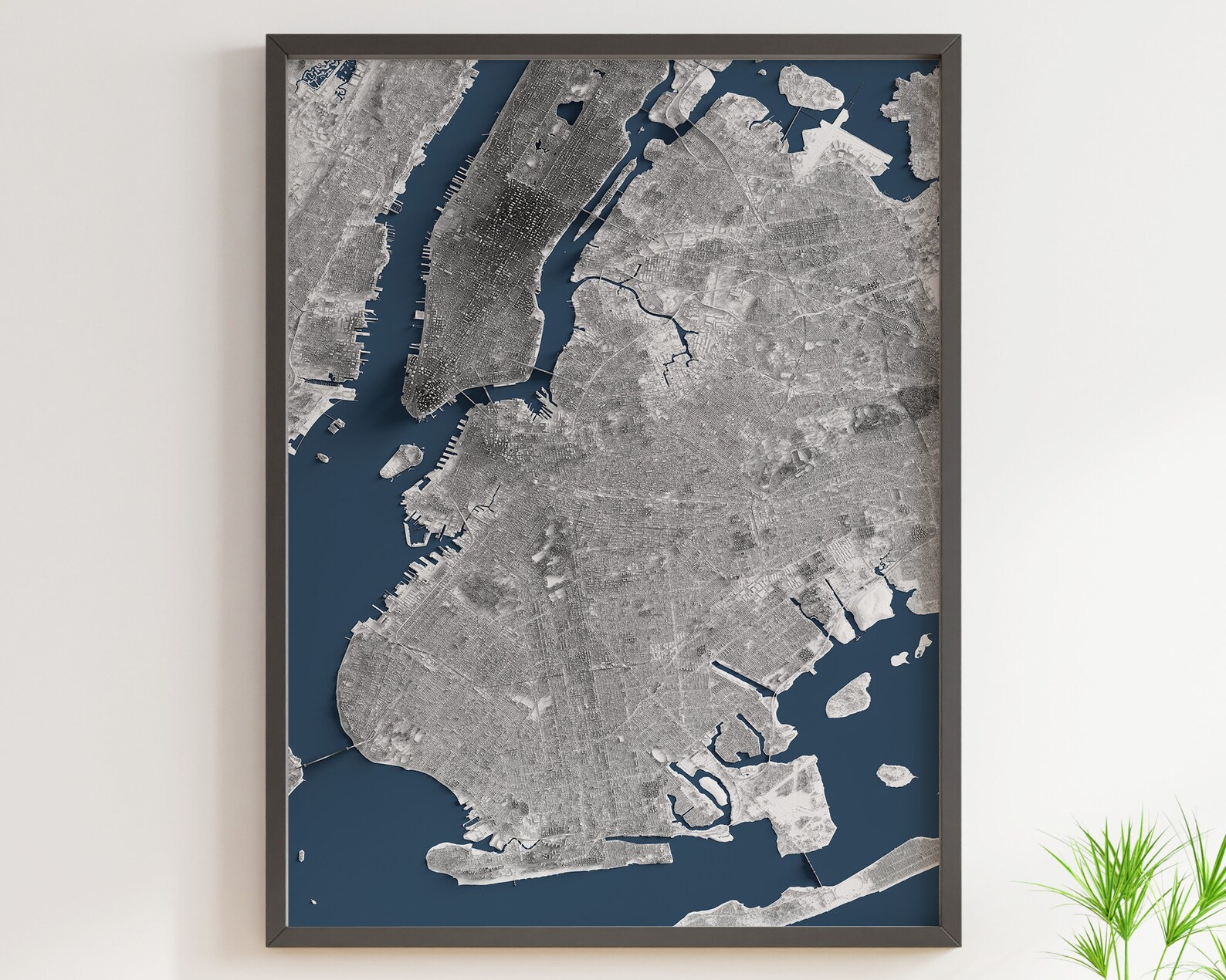 Brooklyn, New York - Shaded Relief Map - Detailed Topography - Etsy