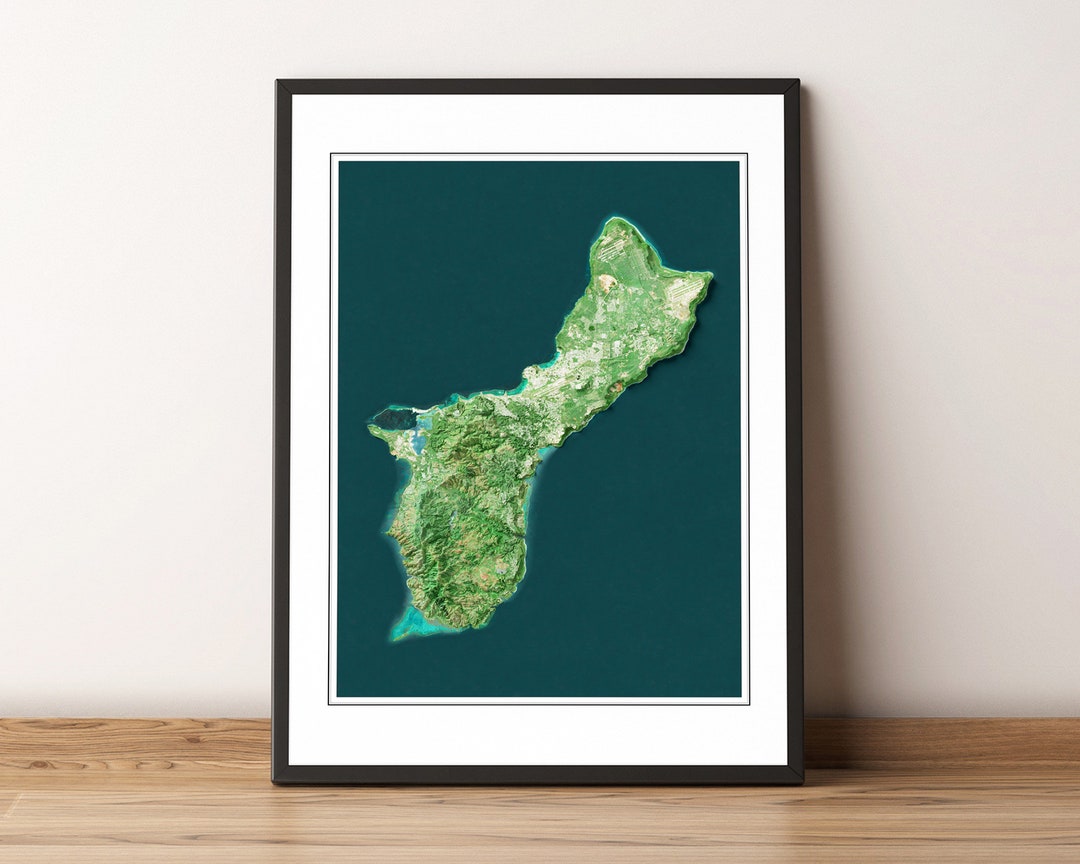 Guam - Shaded Relief Map - Imagery - Etsy