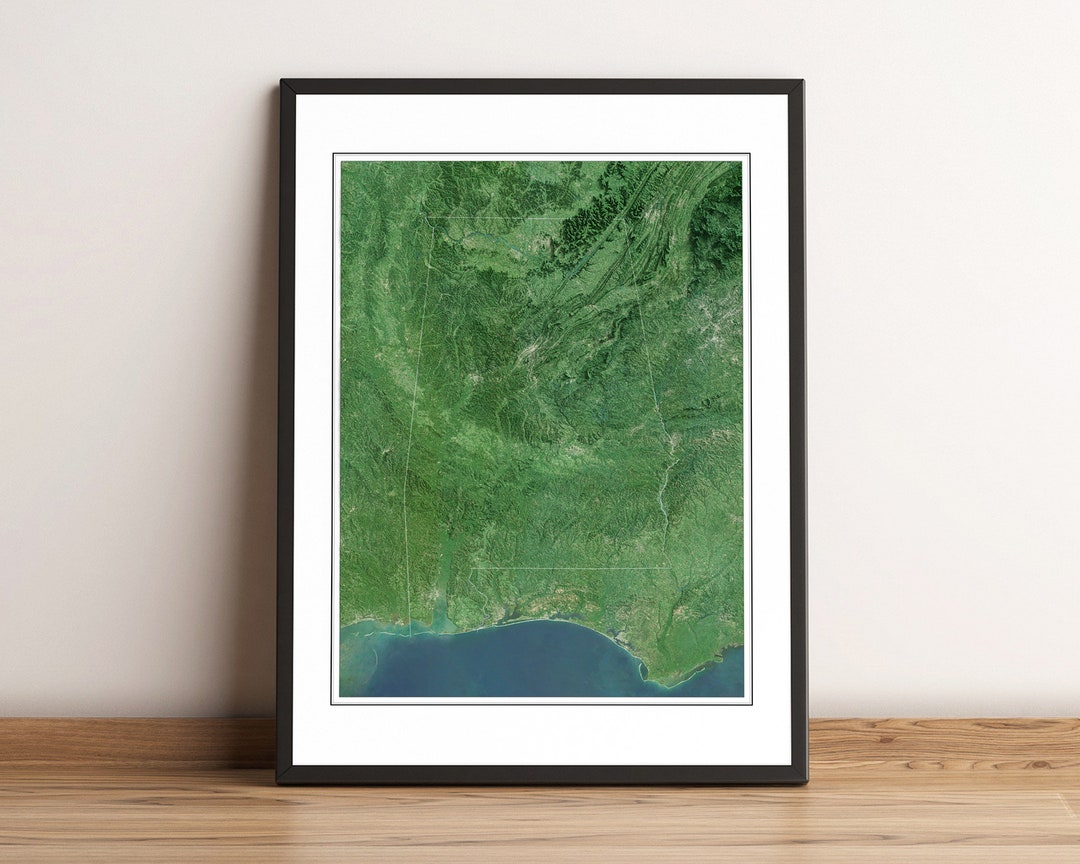 Alabama, U.S.A. - Shaded Relief Map - Imagery - Etsy