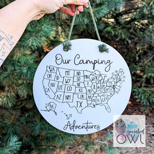 Color in the States Sign/our Camping Adventures Map Sign/ Adventure Map ...