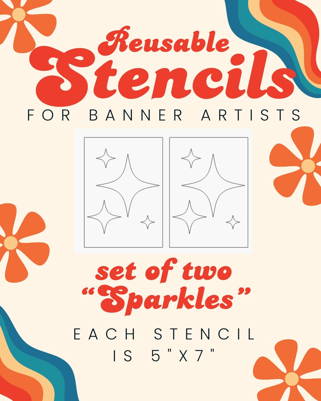 Reusable Stencils for Banner Artists - "sparkles" - Set of 2 Stencils ...