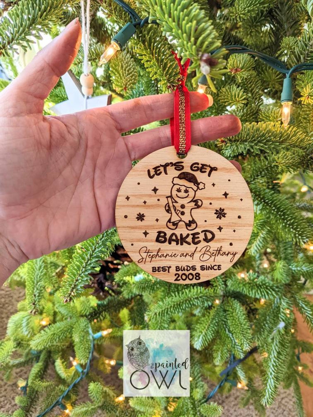 Personalized Best Friend Gift, Best Bud Gift, Let's Get Baked Ornament ...