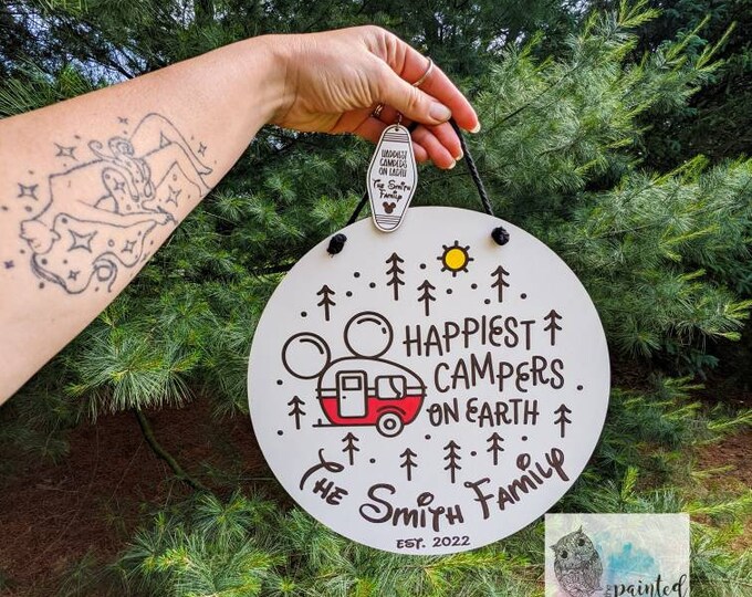 Personalized Happiest Campers on the Earth Sign, Camper Decor, Happy ...