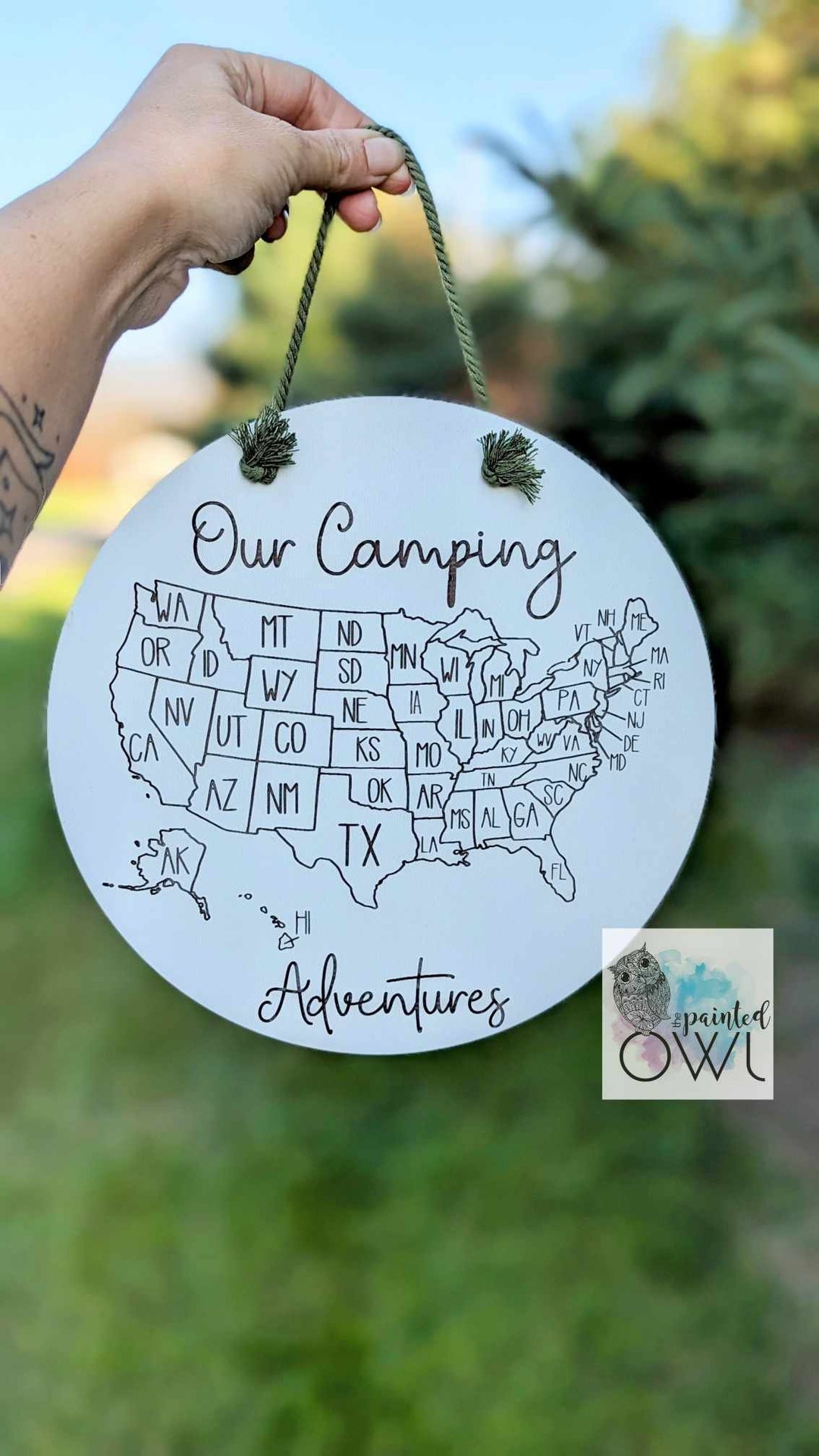 Color in the States Sign/our Camping Adventures Map Sign/ Adventure Map ...