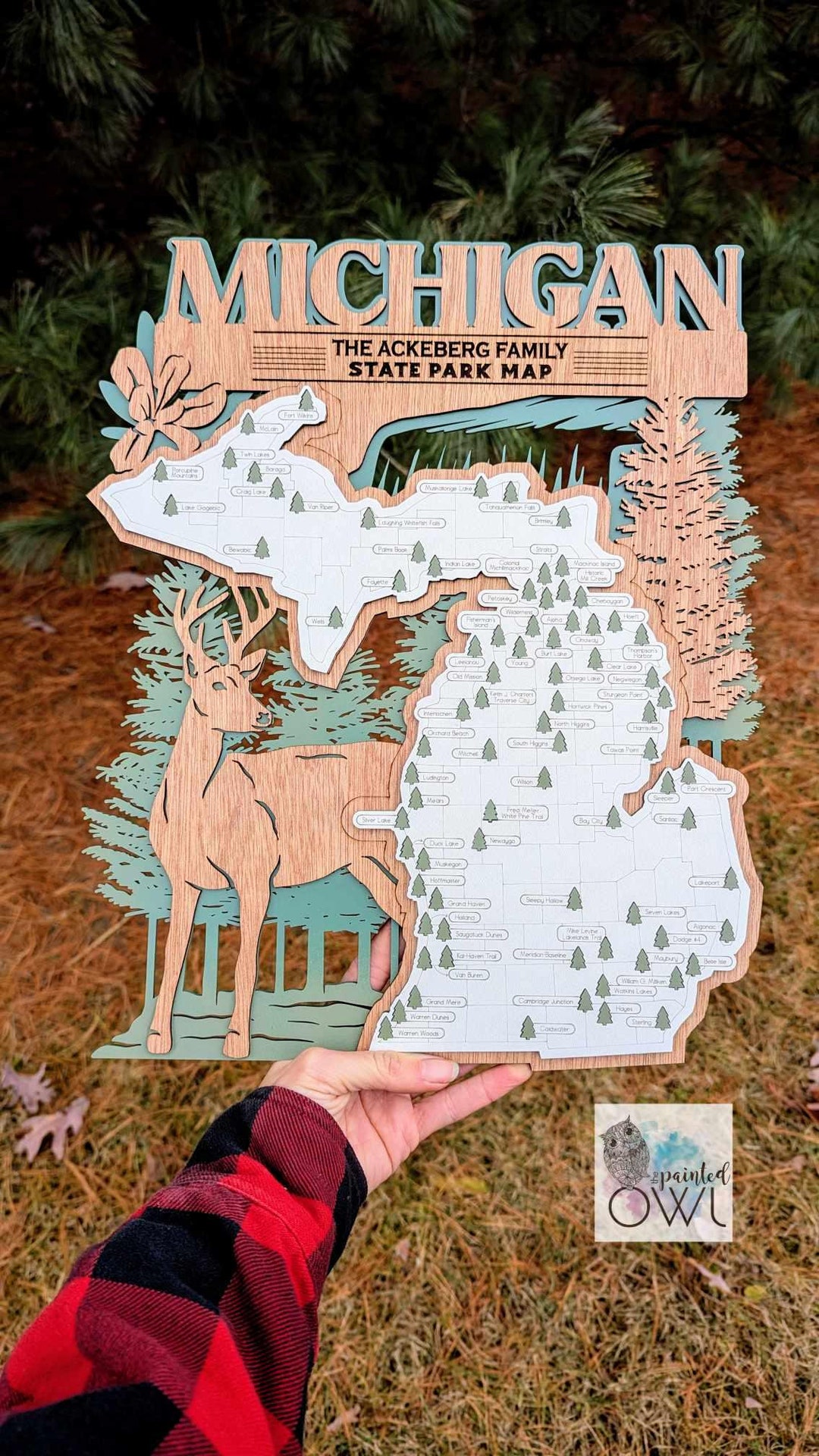 Personalized Michigan State Park Map Tracker/ State Park Map/ State ...