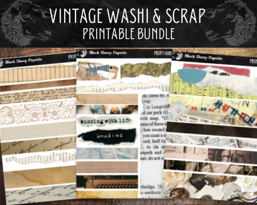 Vintage Inspired Washi & Scrap Printable Digital Download Vintage Retro ...