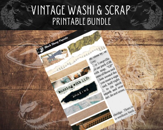Vintage Inspired Washi & Scrap Printable Digital Download Vintage Retro ...