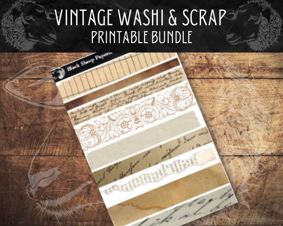 Vintage Inspired Washi & Scrap Printable Digital Download Vintage Retro ...