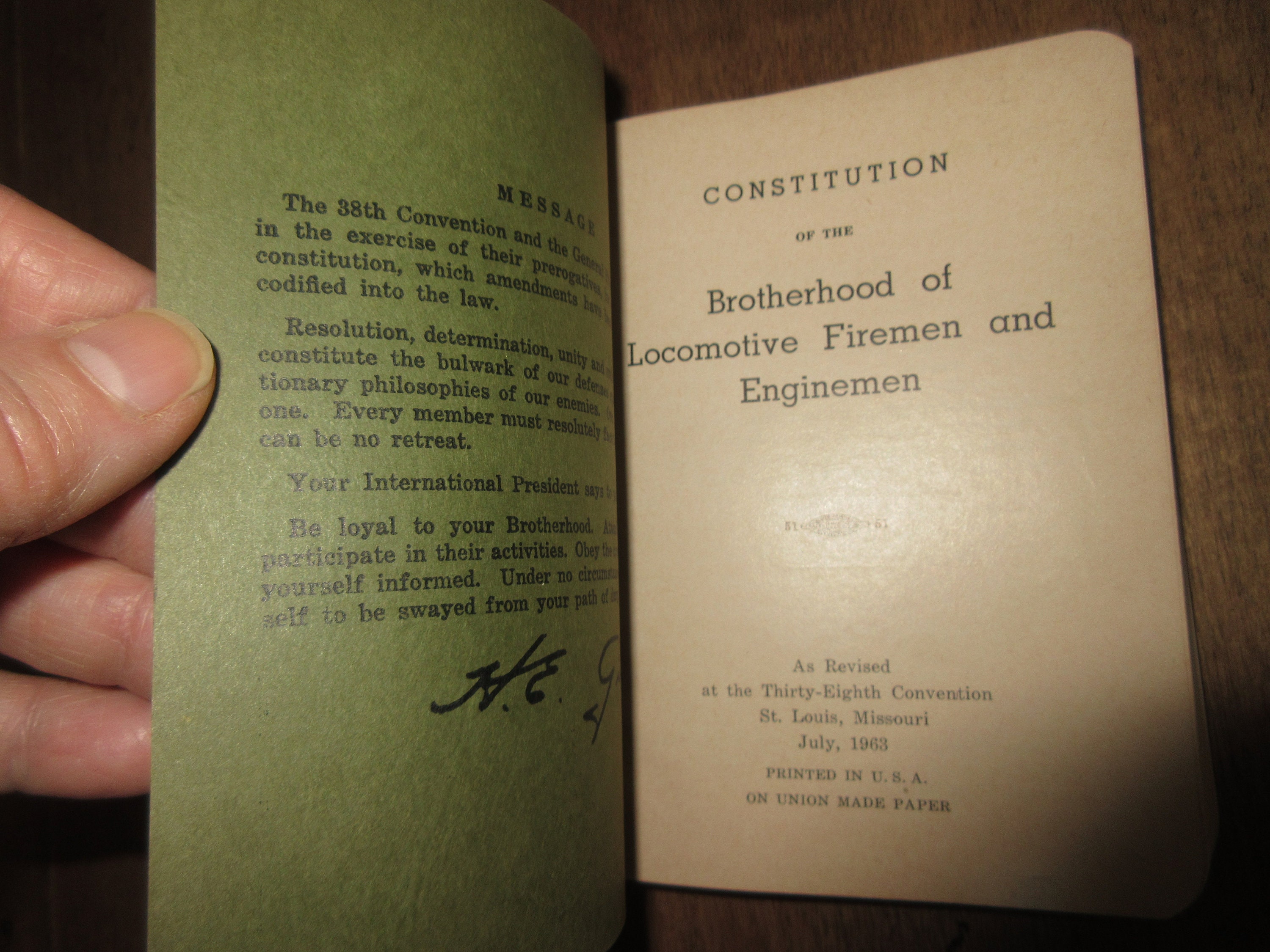 1963 Constitution Book of the Brotherhood of Locomotive - Etsy UK