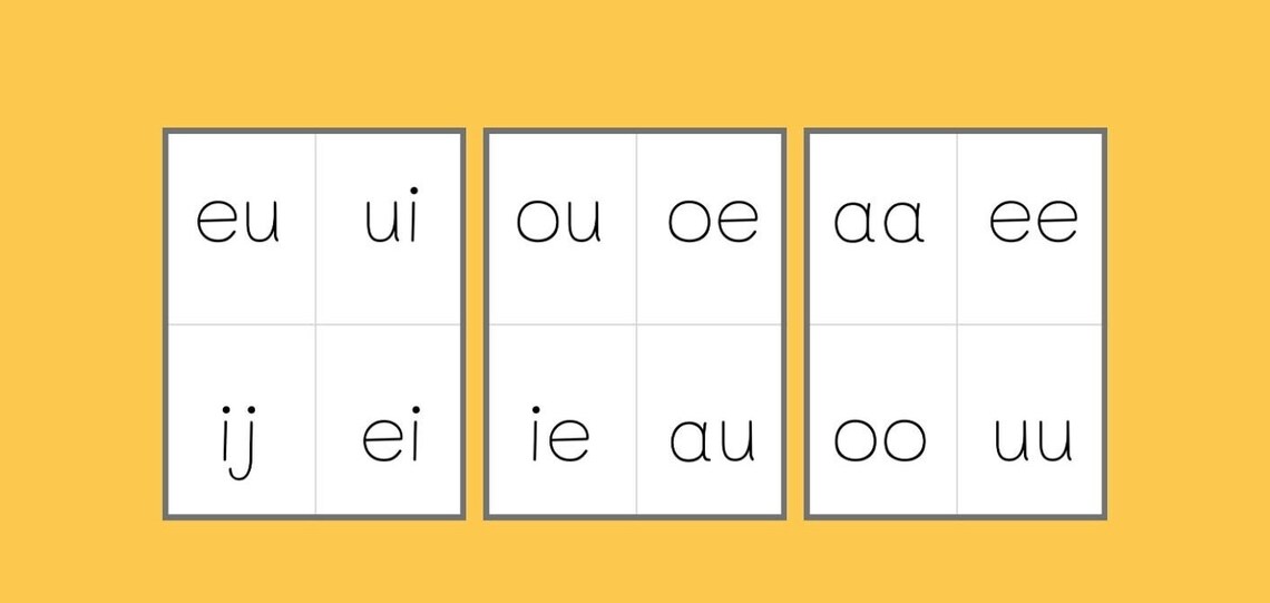 Flash Cards Alphabet + Family Letters (ui Eu Au Ou Ie Oe Aa Oo Ee Uu ...