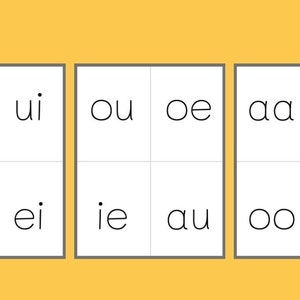 Flash Cards Alphabet + Family Letters (ui Eu Au Ou Ie Oe Aa Oo Ee Uu ...