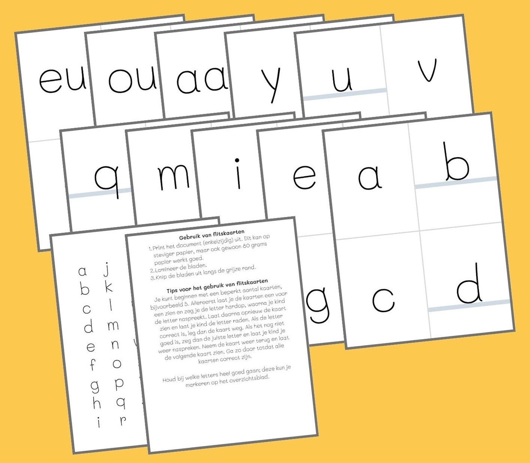 Flash Cards Alphabet + Family Letters (ui Eu Au Ou Ie Oe Aa Oo Ee Uu ...
