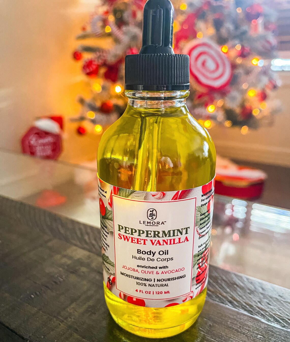 Hydrating Peppermint Sweet Vanilla Body Oil - Holiday Body Oil for Dry ...