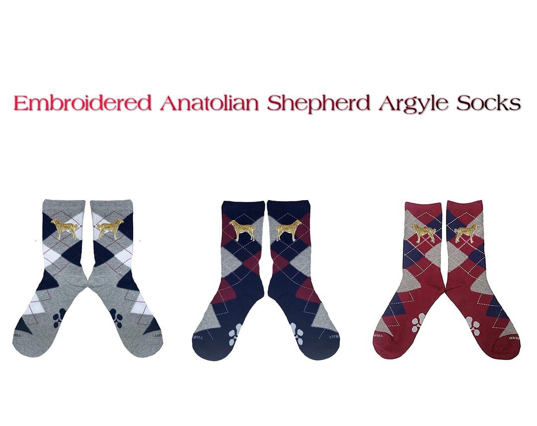 Embroidered Anatolian Shepherd Unisex Argyle Socks - Comfortable and ...