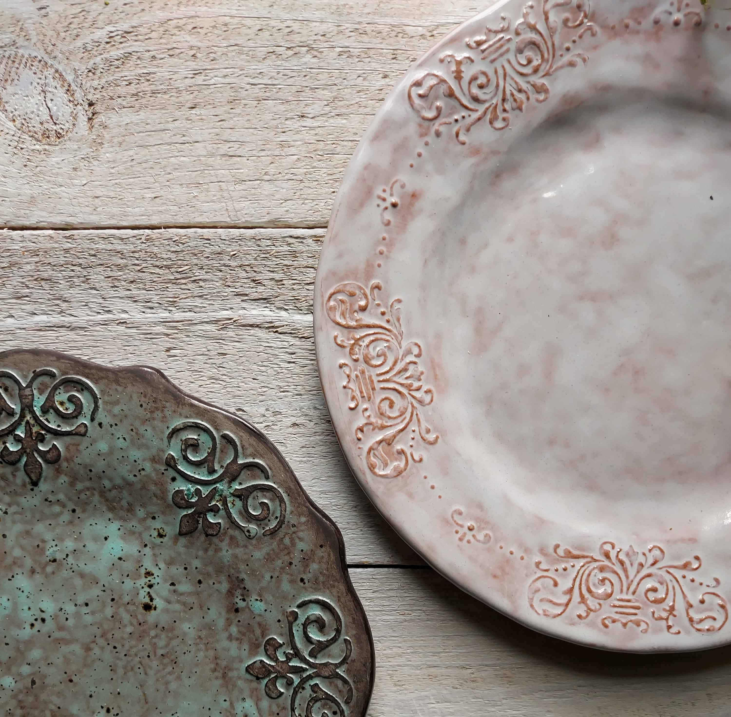 Vintage Style Plate, Patterned Relief Decor, Home Decor, Ceramic Plate ...