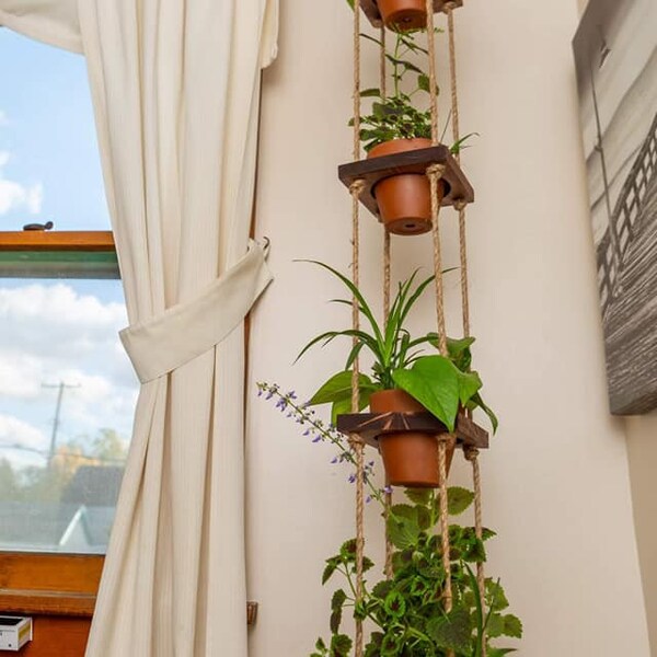 Wood Hanging Planter - Etsy