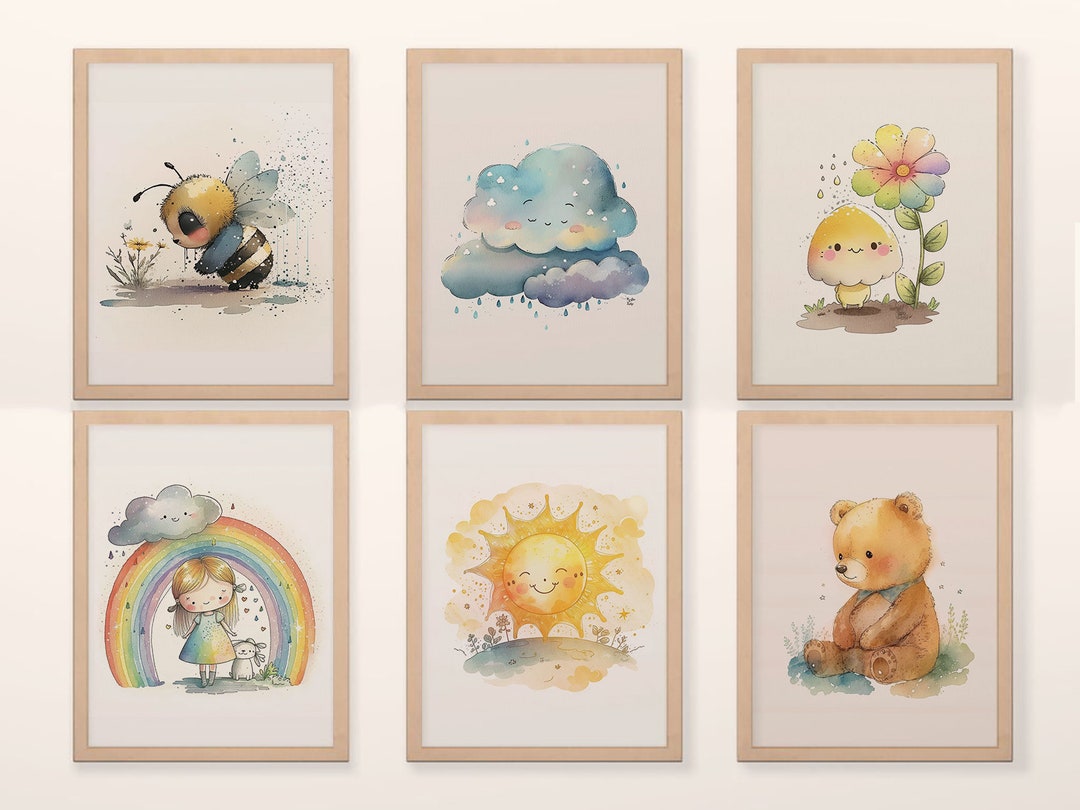 Set of 6 Cute Little Girl Printable Wall Art - Cute Children Prints ...