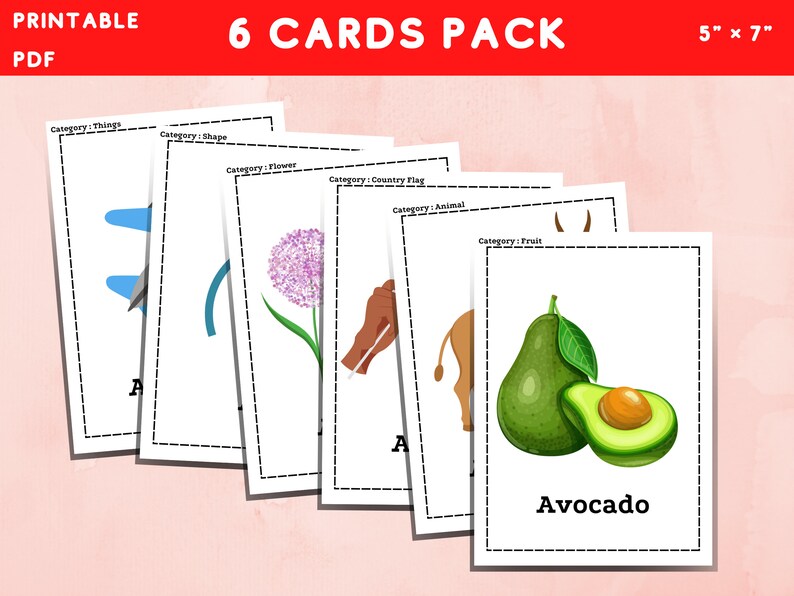 6 Categories Flashcard for Kids - Alphabet Flash Cards - Montessori ...