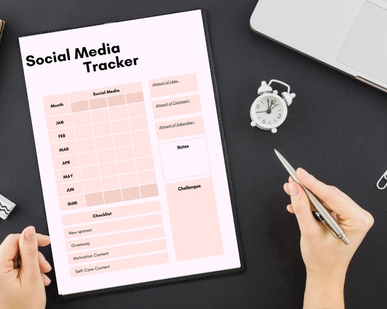 Social Media Planner Set Printable, Social Media Tracker, Content ...