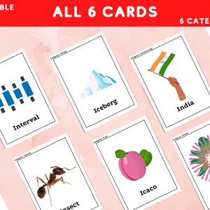 Alphabet "i" Flash Cards - Nomenclature Flashcards, Montessori Cards ...