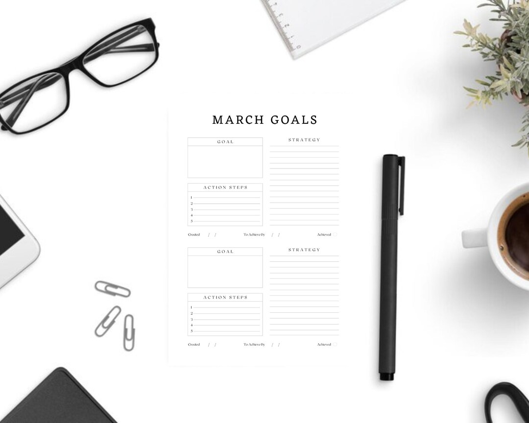 Monthly Goals Planner Printable, Yearly Goals Planner, Goal Setting ...