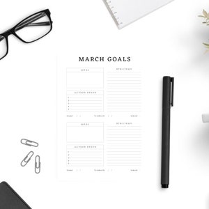 Monthly Goals Planner Printable, Yearly Goals Planner, Goal Setting ...