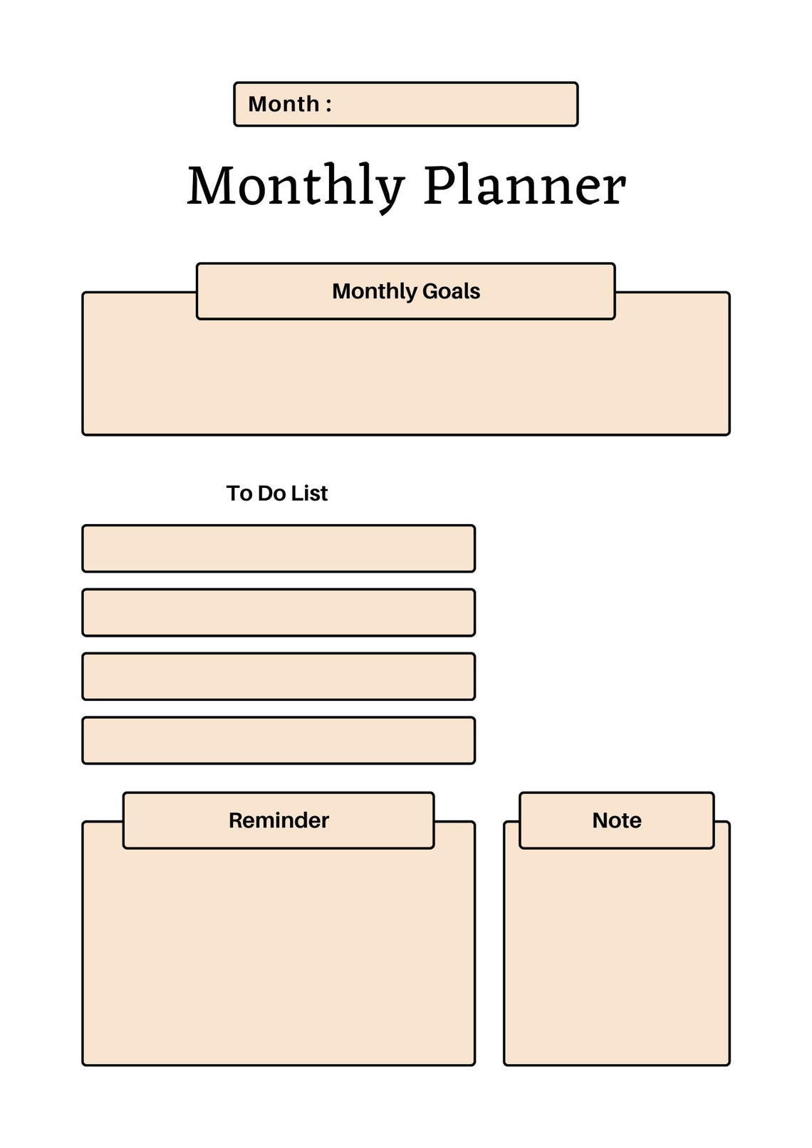 Monthly Planner Printable, Monthly Organizer, Monthly Goals, Digital to ...