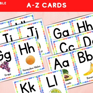 Fruits Alphabet Flashcards - Fruits Montessori Cards - Alphabet ...