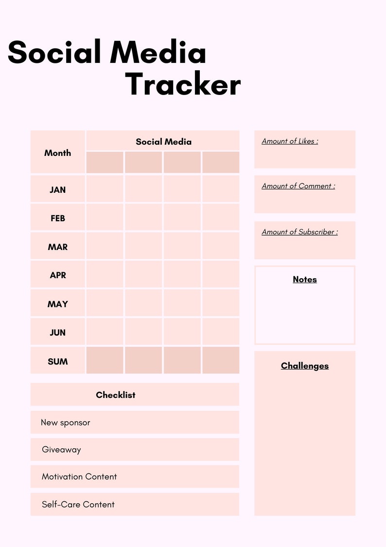 Social Media Planner Set Printable, Social Media Tracker, Content ...