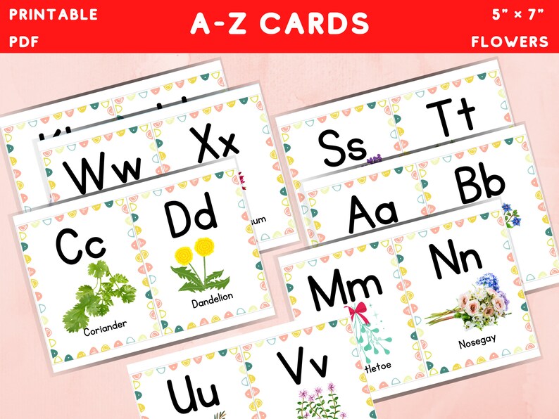 Alphabet Flower Flashcards - Flower Montessori Cards - Picture ...