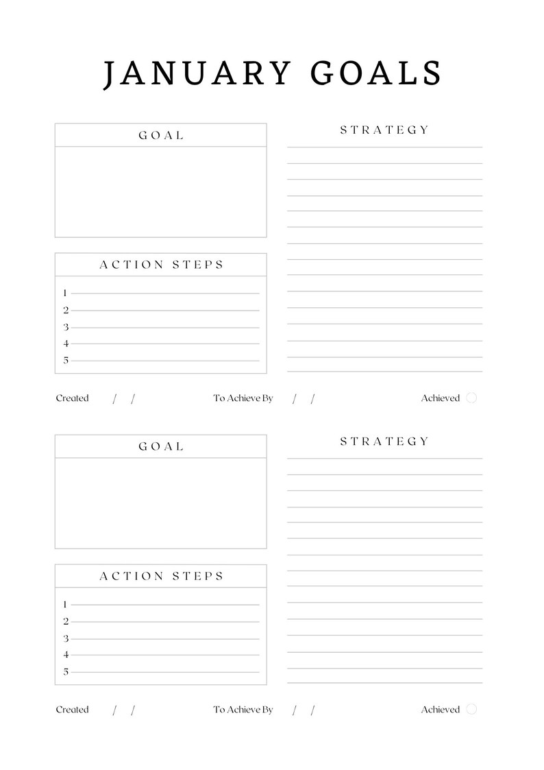 Monthly Goals Planner Printable, Yearly Goals Planner, Goal Setting ...