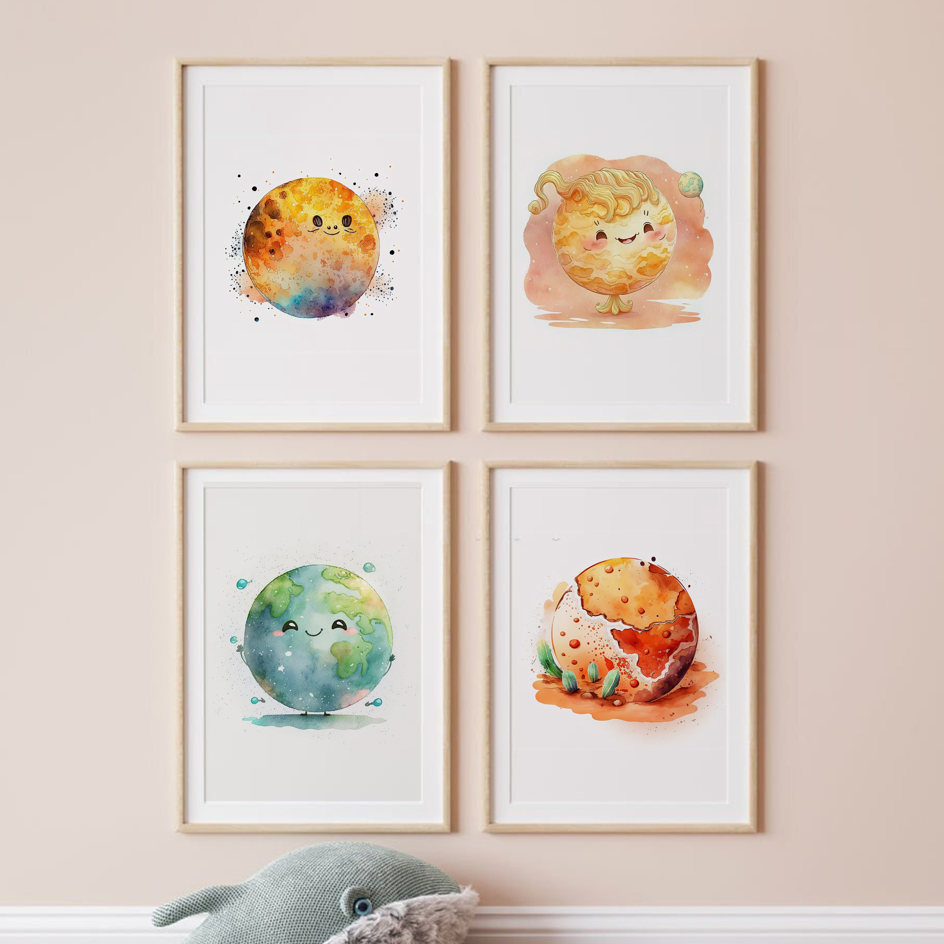 Cute Planet Prints Set of 8 Planet Wall Art - Printable Planet Poster ...
