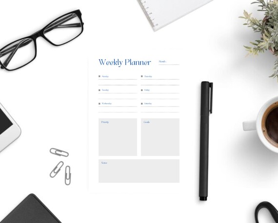 Weekly Planner Printable Weekly Organizer Daily Planner to - Etsy