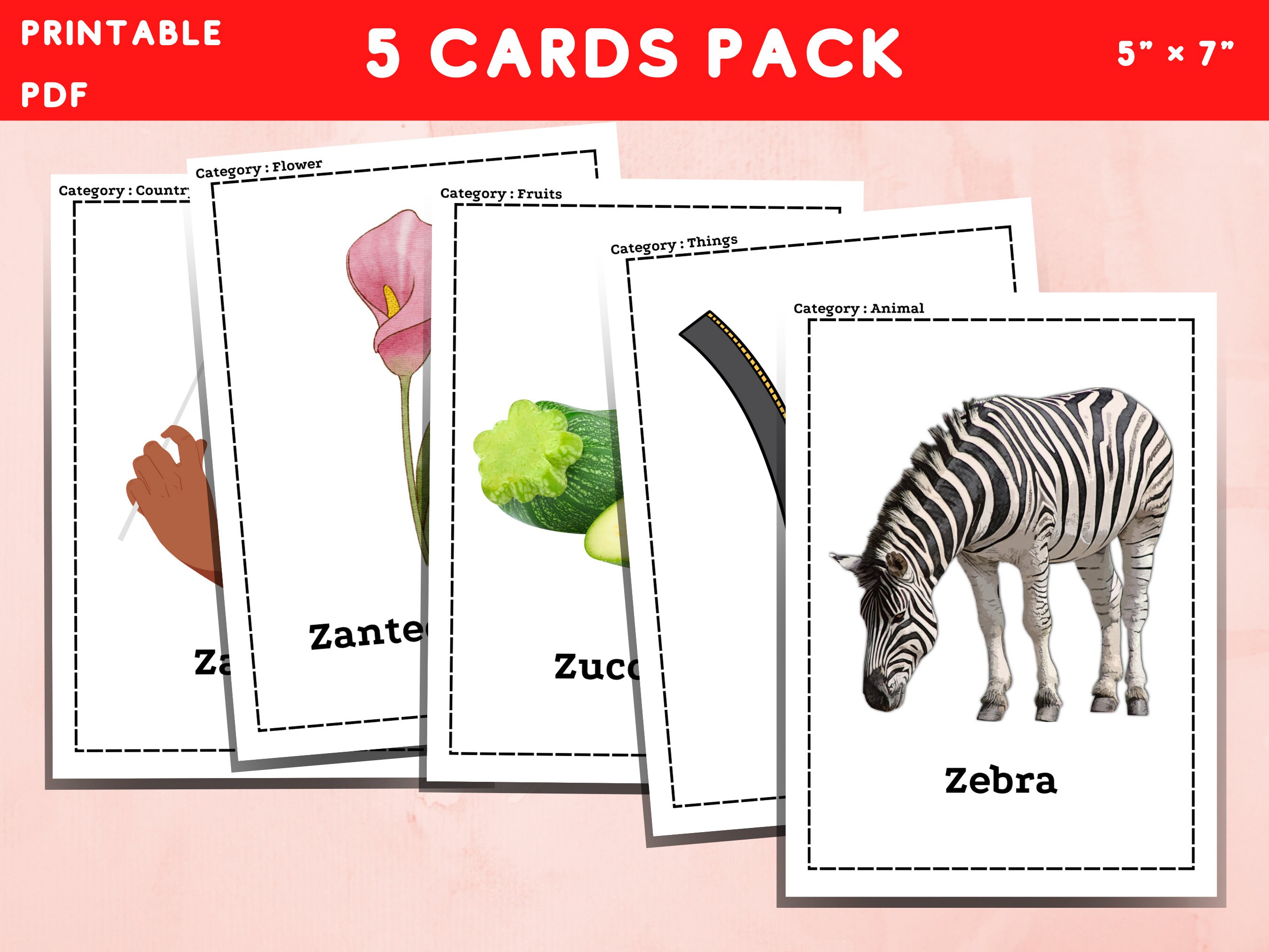 Alphabet Z First Word Flashcards - Montessori Learning Material ...