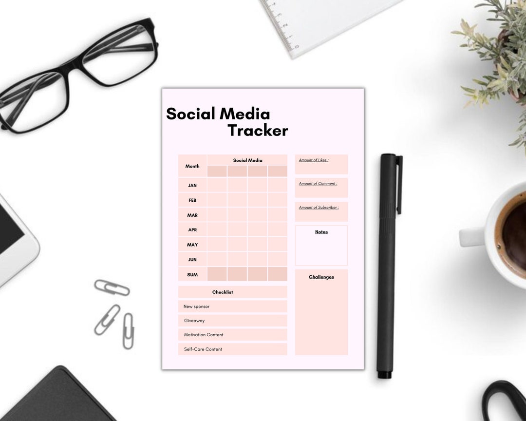 Social Media Planner Set Printable, Social Media Tracker, Content ...