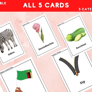 Alphabet Z First Word Flashcards - Montessori Learning Material ...