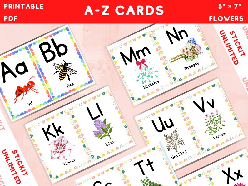 Alphabet Flower Flashcards - Flower Montessori Cards - Picture ...