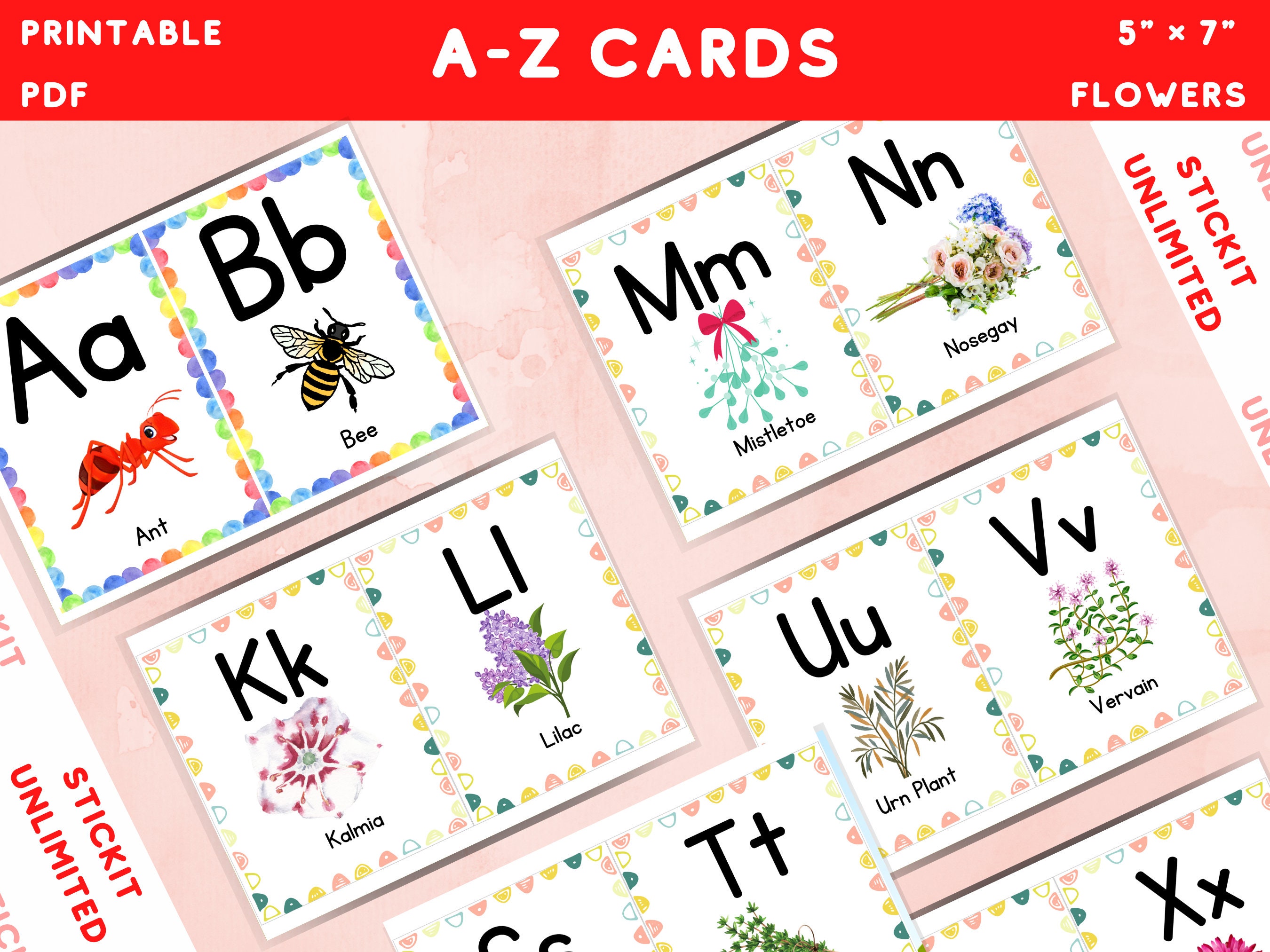 Alphabet Flower Flashcards - Flower Montessori Cards - Picture ...