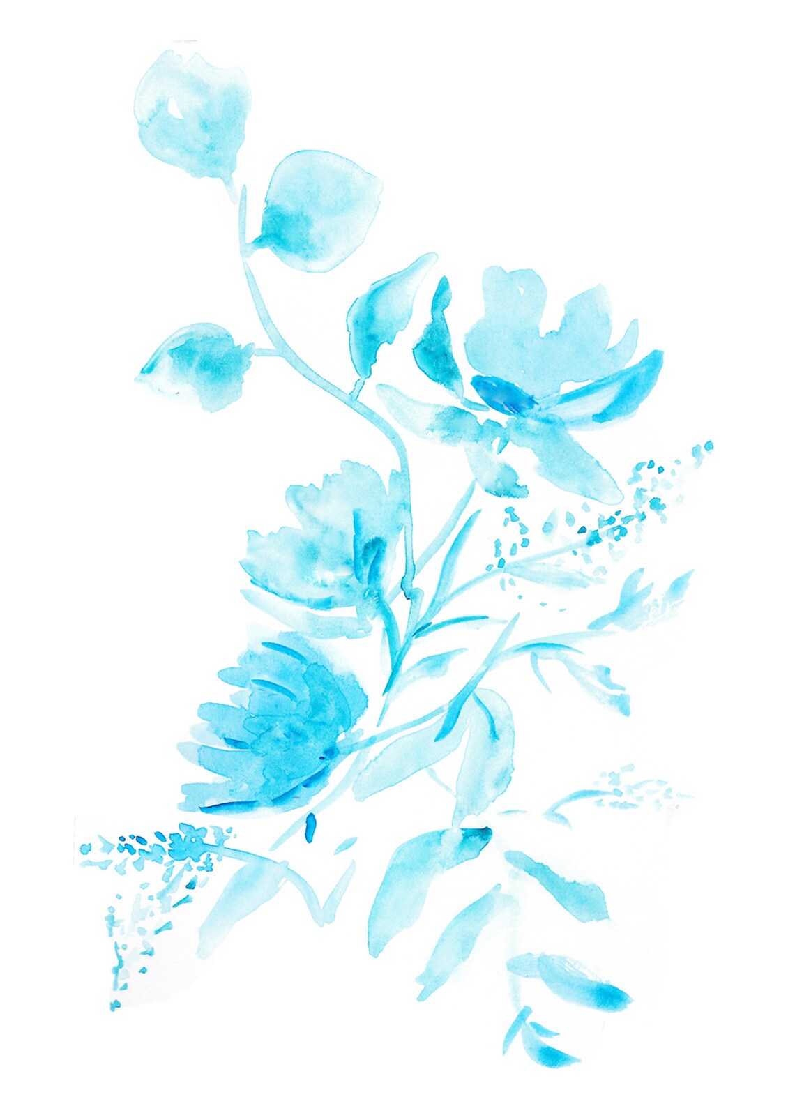 Flores turquesas impresión de arte de primavera Arte lindo de la pared ...