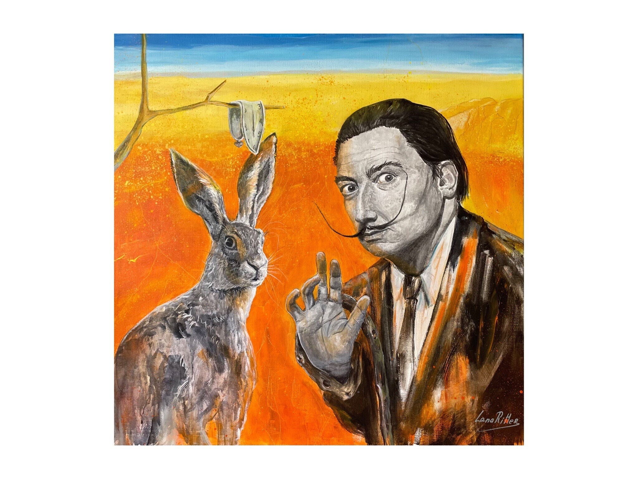 Salvador Dali Portrait Original Print Wall Art Pop Art Artwork 32 by 32 ...