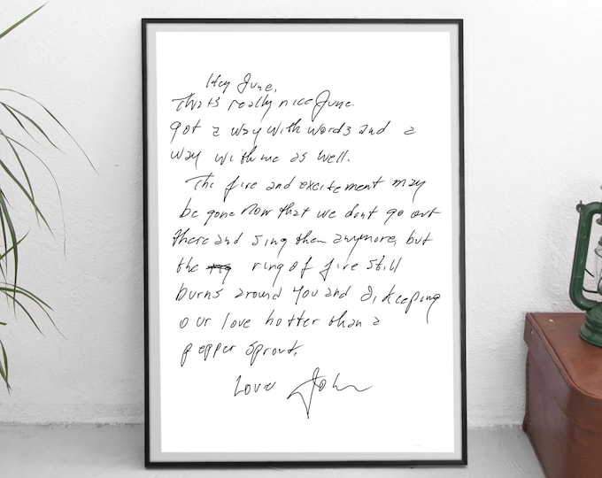 Johnny Cash Love Letter Handwriting Print Handwritten Print - Etsy