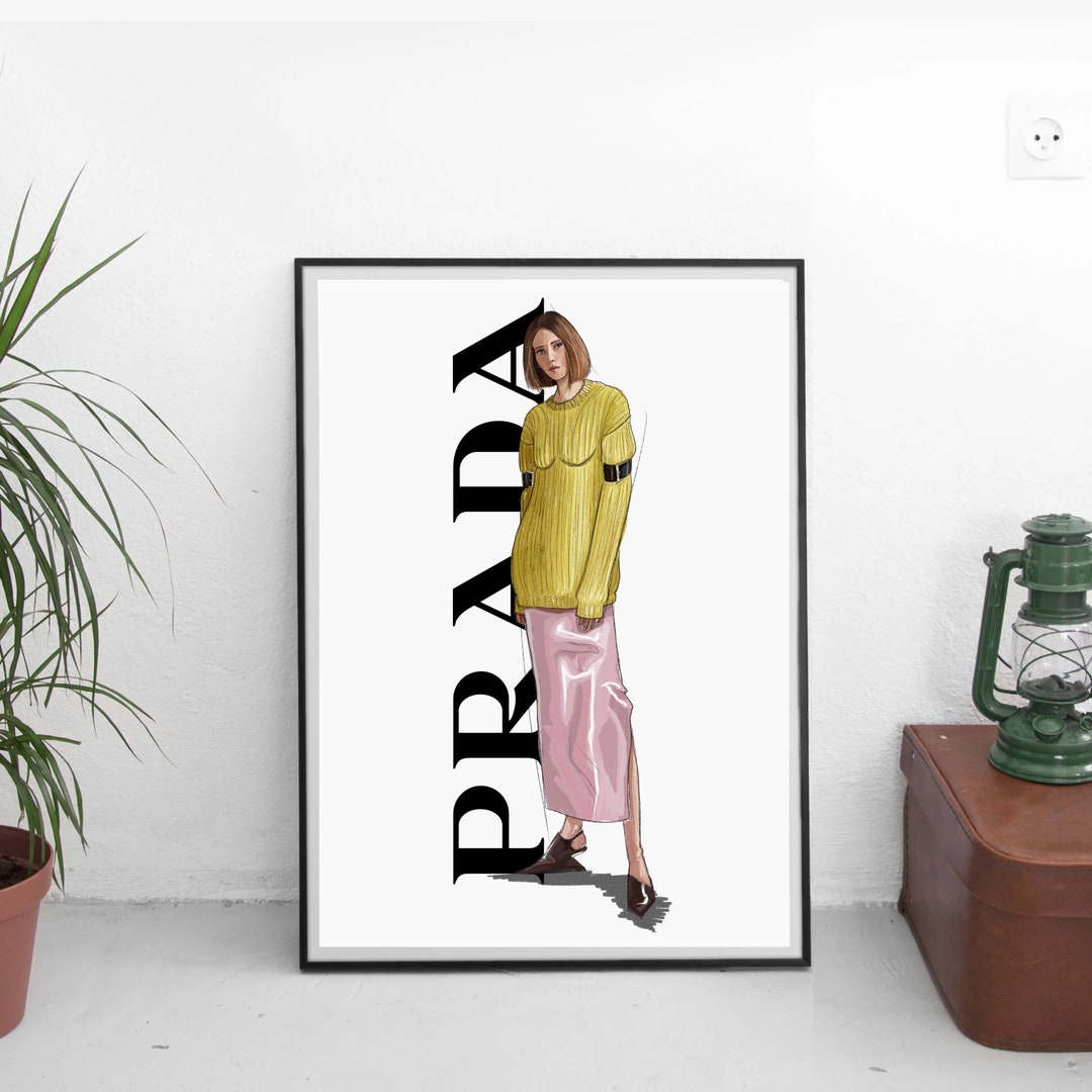 PRADA Fashion Illustration DIGITAL DOWNLOAD Wall Art Gift Ideas A5 A4 ...
