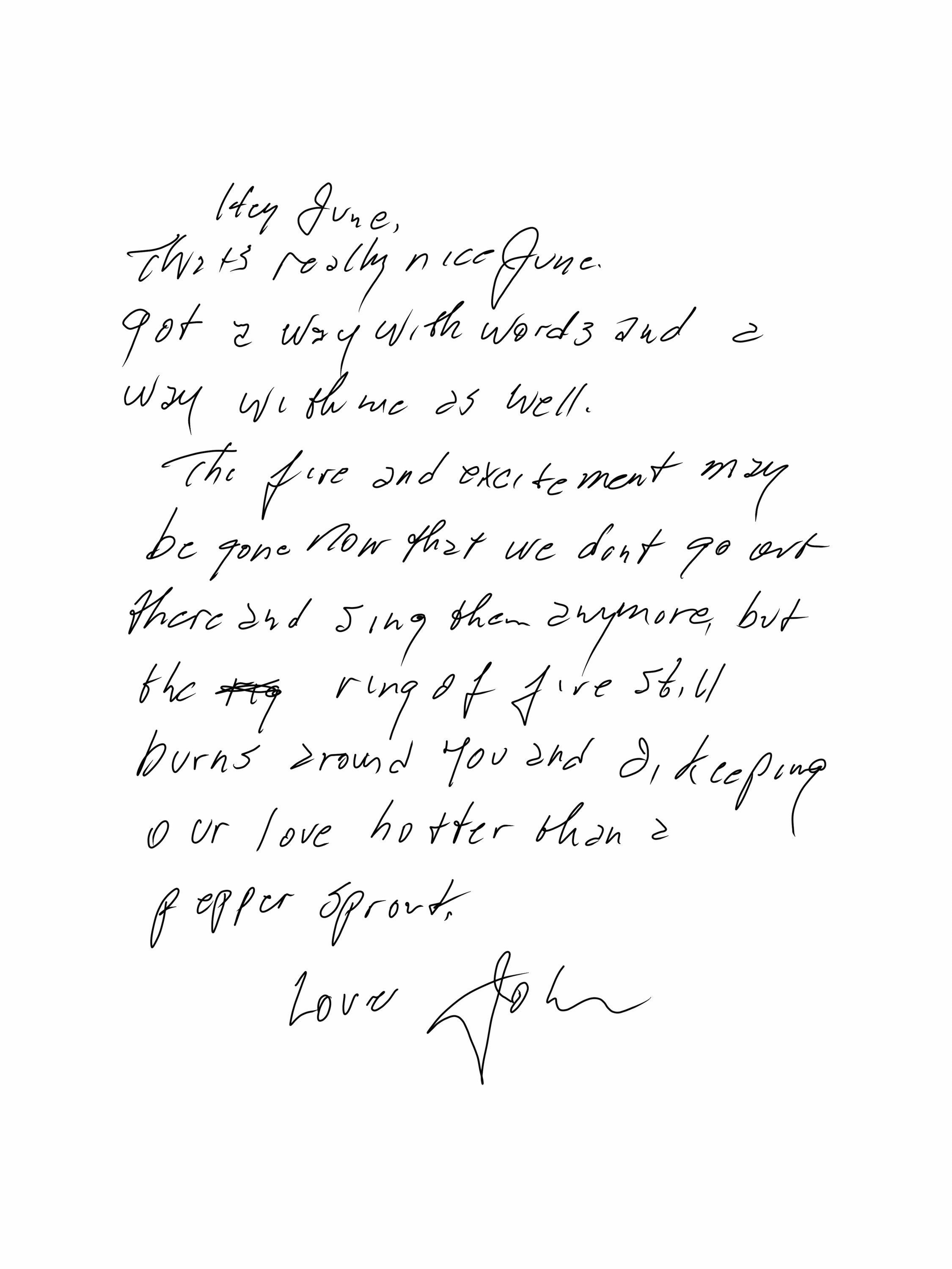 Johnny Cash Love Letter Handwriting Print Handwritten Print Fan Wall ...