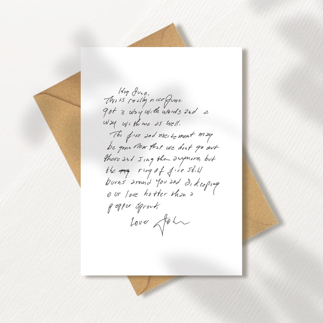 Johnny Cash Handwriting HEY JUNE Greetings Card | A5 | A6 | Envelope ...