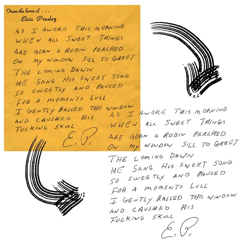 Elvis Presley Handwriting Print Handwritten Print Fan Wall - Etsy