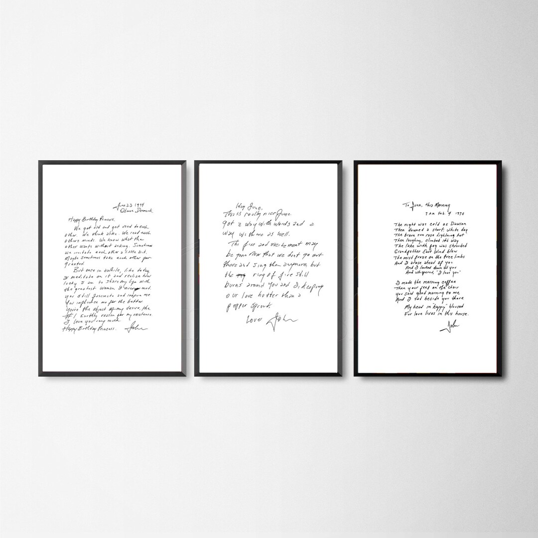 Johnny Cash Love Letter DIGITAL BUNDLE Three Prints Handwriting Print ...