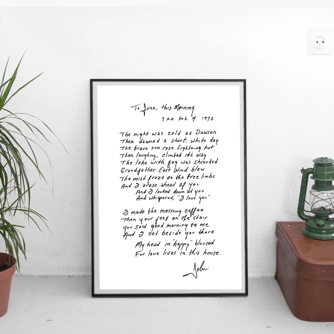 Johnny Cash Love Letter Poem Handwriting Print Handwritten Print Fan ...