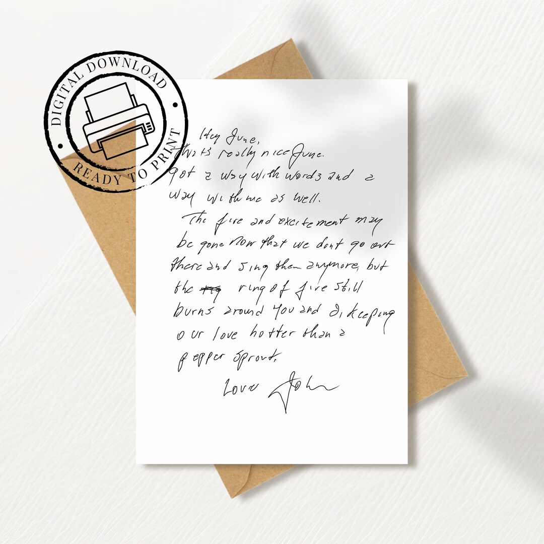 DIGITAL DOWNLOAD Johnny Cash Handwriting Greetings Card | A5 | A6 ...