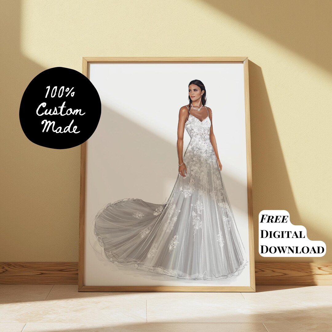 CUSTOM Bridal Dress Illustration | Perfect Gift for Her | One of a Kind ...