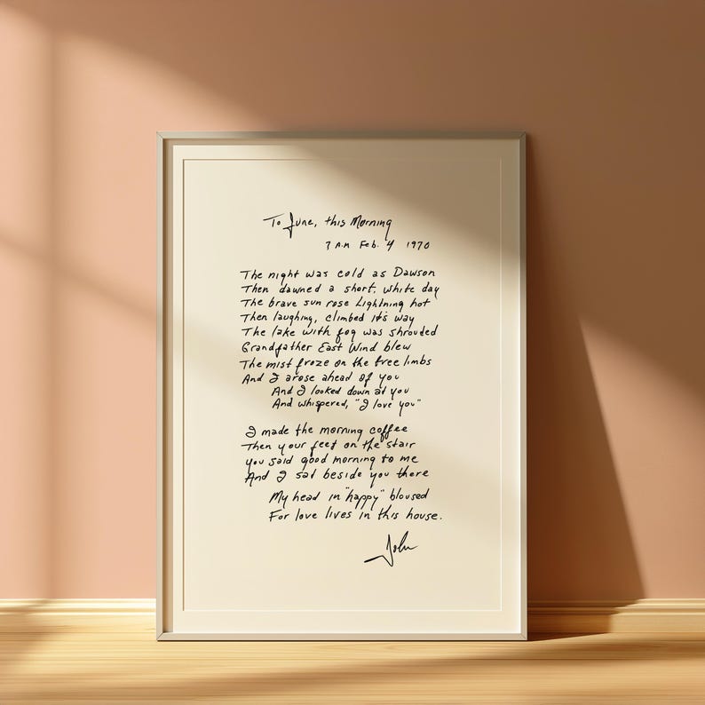 Johnny Cash Love Letter | Poem Handwriting Print | Handwritten Print ...
